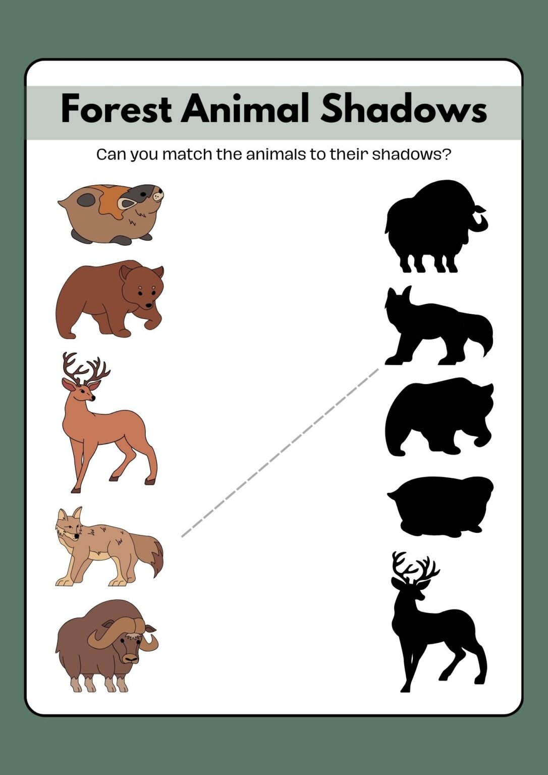 Shadow and Image Matching Worksheet For kids - Gift Ideass