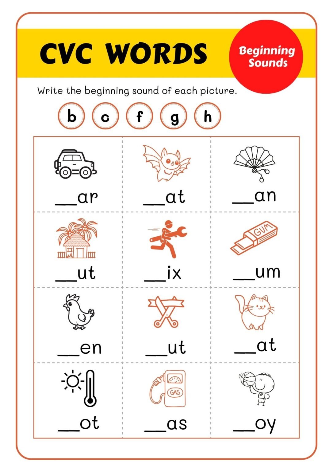 Free CVC Worksheet For Kids - Gift Ideass