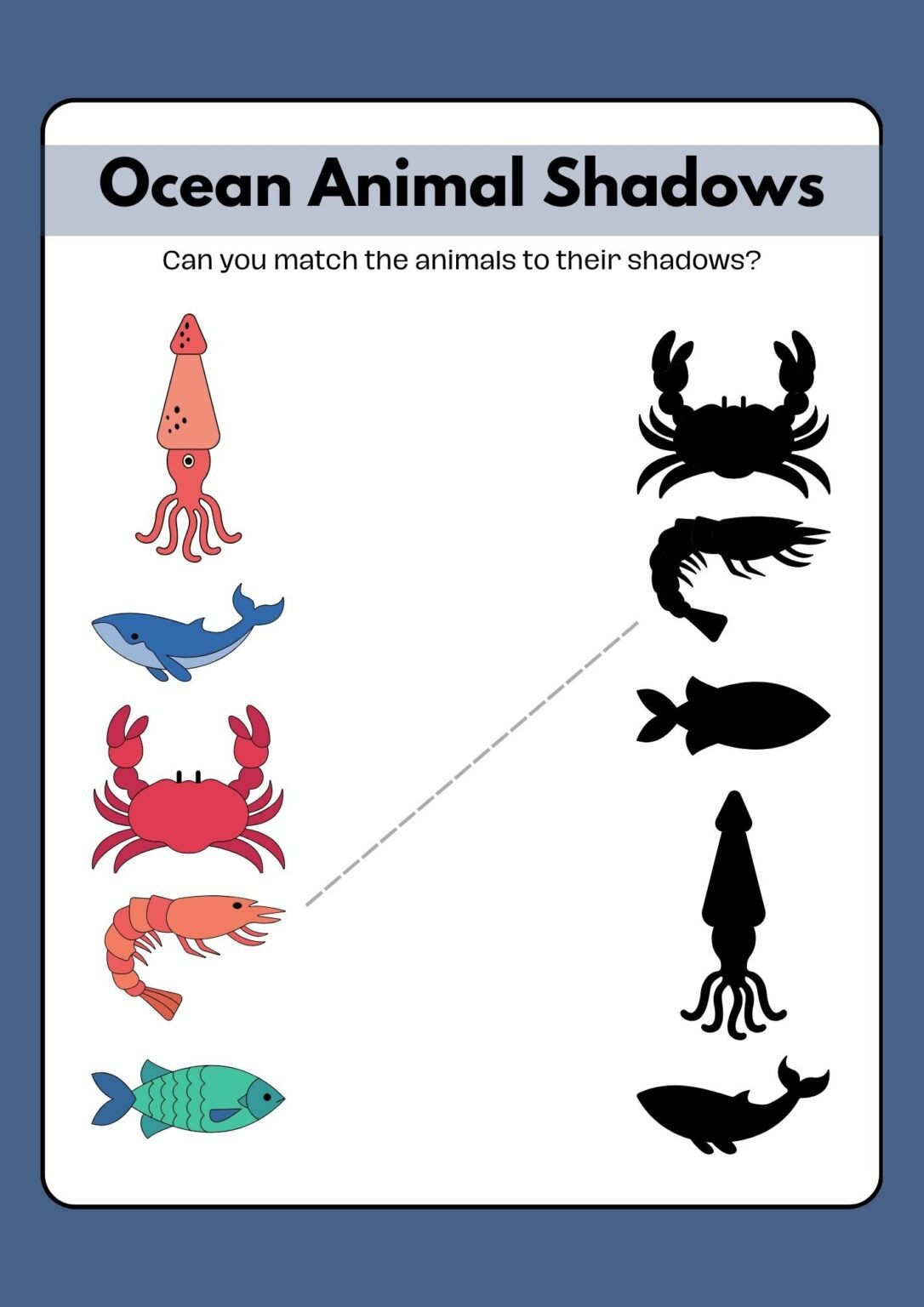 Shadow and Image Matching Worksheet For kids - Gift Ideass