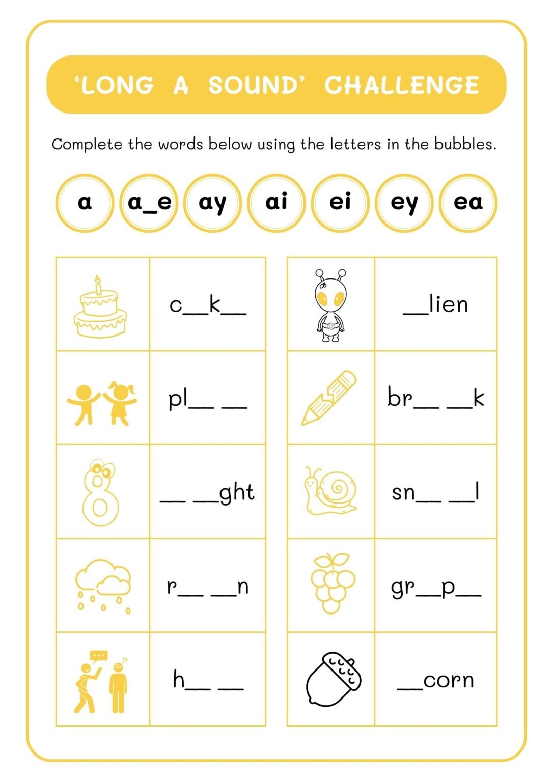Fun Missing Letters Vocabulary Worksheet for Kids - Gift Ideass
