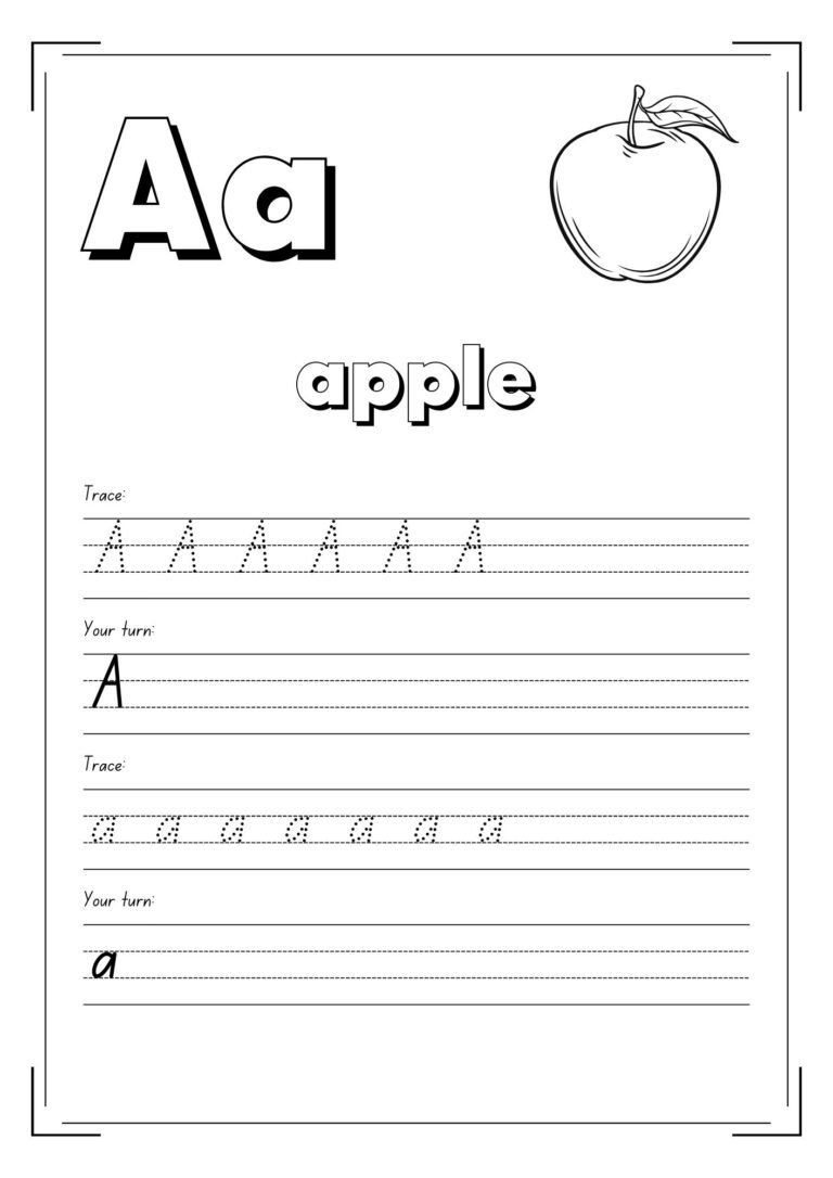 Upper and Lowercase Alphabet Handwriting Worksheet for Kids (26 Pages ...