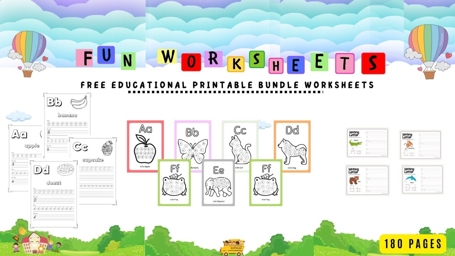 180 Free Printable Bundle Worksheets for Kids - Gift Ideass