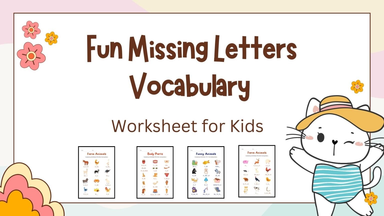 Fun Missing Letters Vocabulary Worksheet for Kids - Gift Ideass
