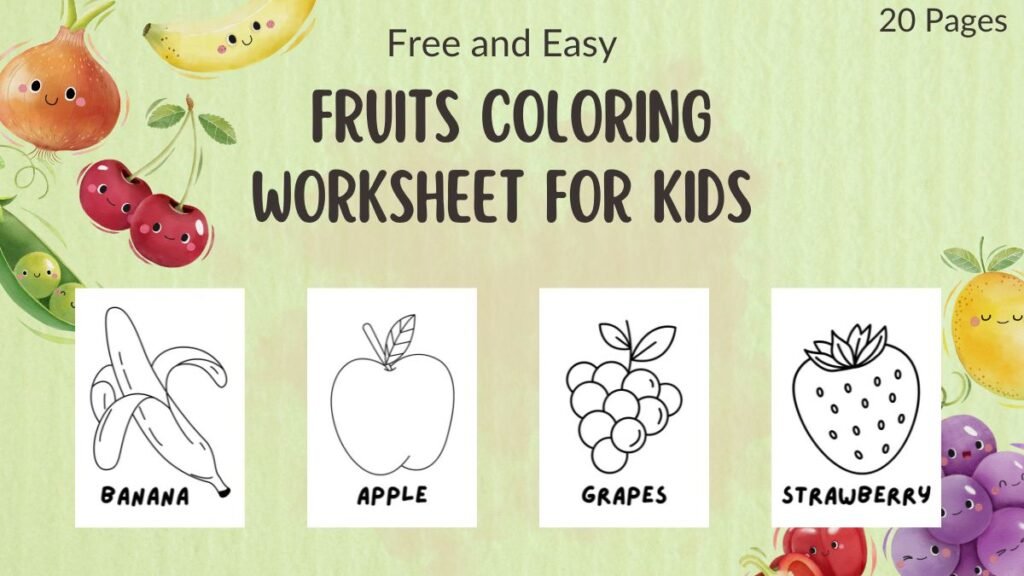 Fun and Easy Fruits Coloring Worksheet for Kids - Gift Ideass