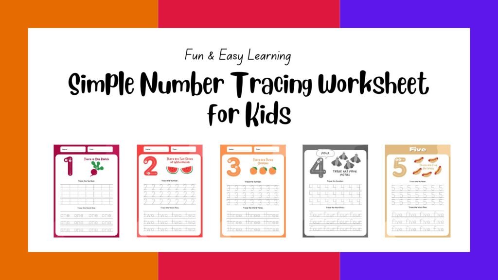 Simple Number Tracing Worksheet for Kids | Fun and Easy Learning (15 ...
