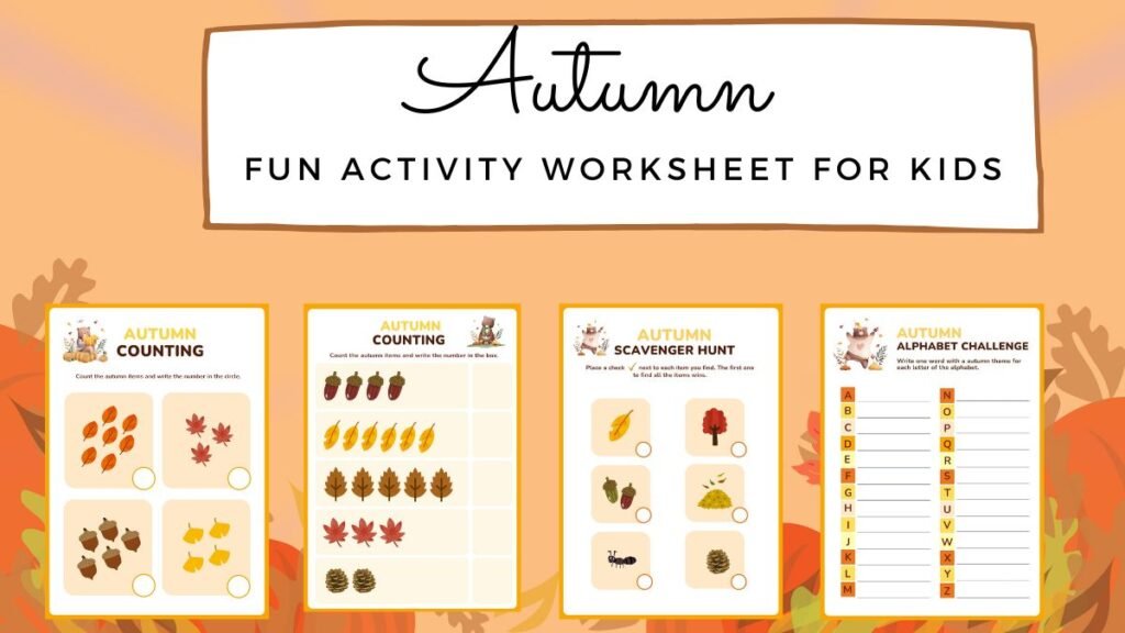 Autumn Activity Book Worksheet for Kids - Gift Ideass