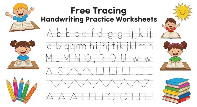 Free Tracing Handwriting Practice Worksheets for Kids & Beginners ...