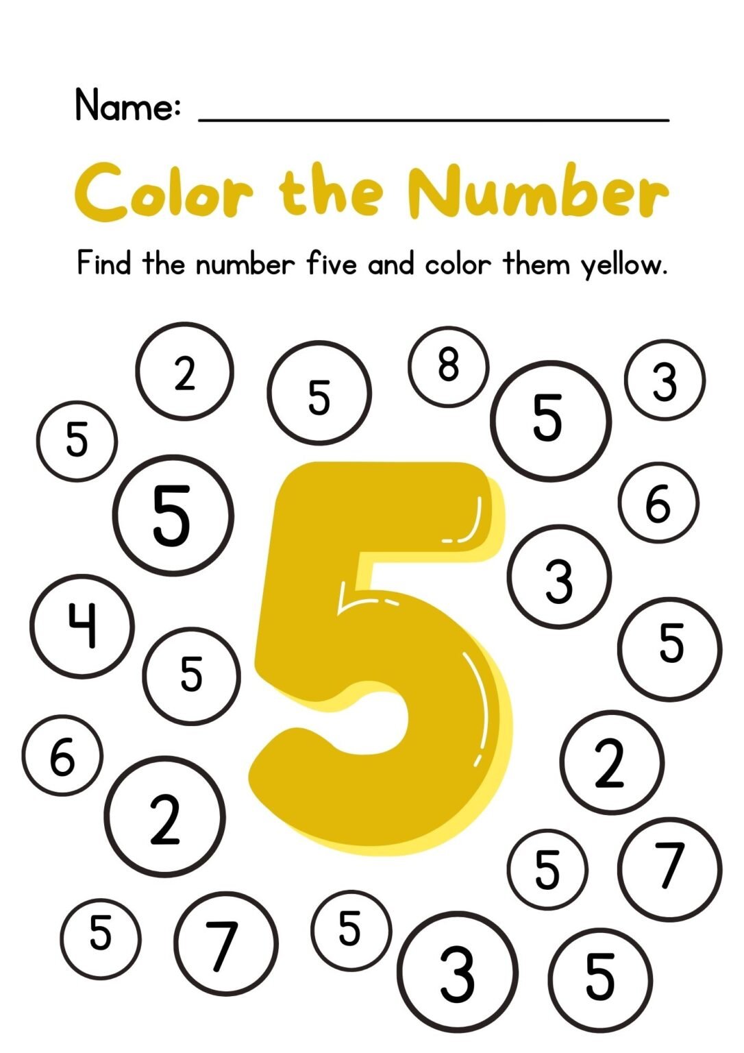 Colorful Preschool Math Number Practice Worksheet for Early Learners ...