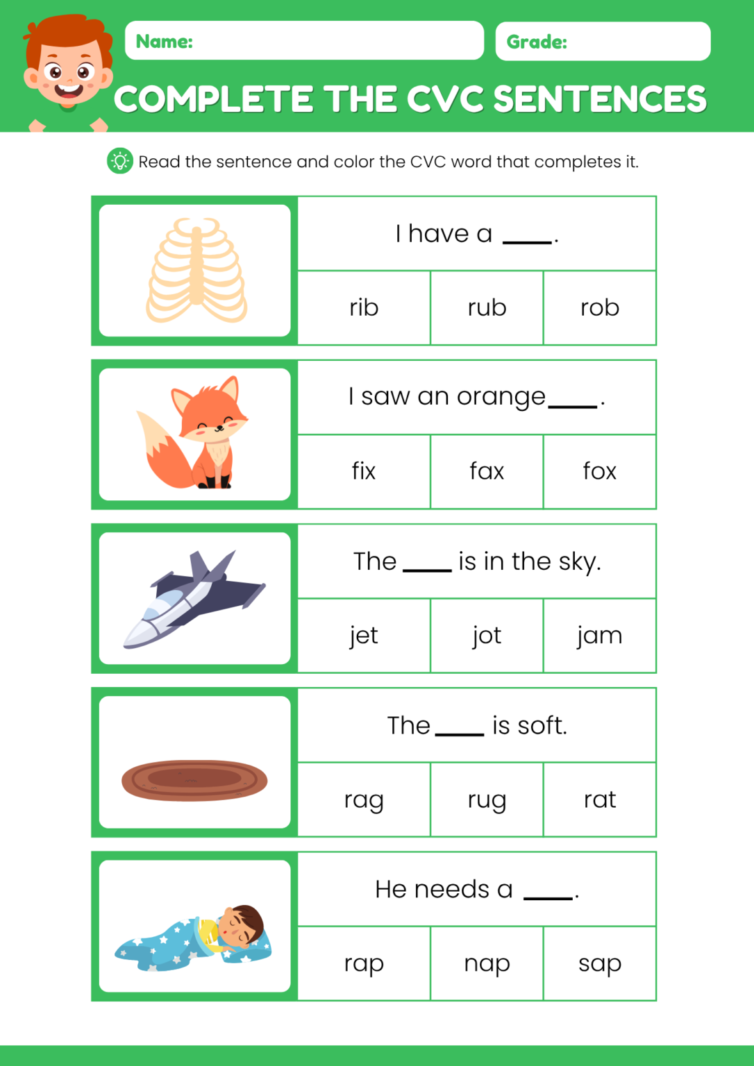 CVC Sentences Worksheets: Free Printables for Early Readers - Gift Ideass