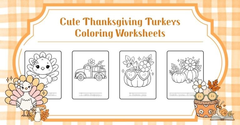 🦃 Cute Thanksgiving Turkeys Coloring Worksheets (Free Printables for ...