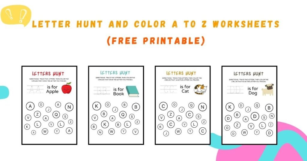 Letter Hunt and Color A to Z Worksheets for Kids (Free Printable ...