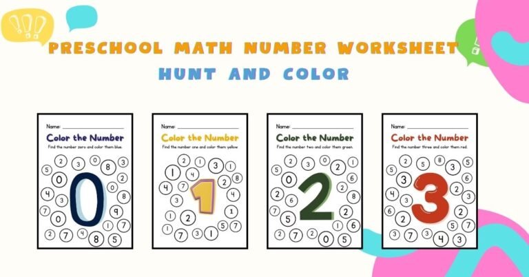 Preschool Math Number Worksheet: Hunt and Color Activity for Kids ...